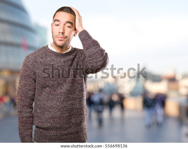 Stressed Young Man Posing Stock Photo 556698136 | Shutterstock