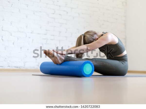 Stretching Back Hamstrings Exercise Foam Roller Stock Photo (Edit Now ...