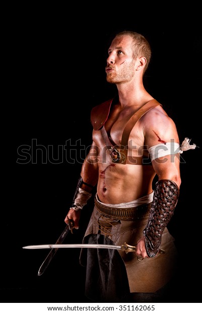Strong Gladiator Isolated Dark Background Stock Photo 351162065 ...