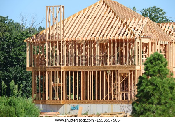 Structural Skeleton Rough Framing House Being Stock Photo 1653557605 ...