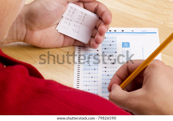 Student Using Cheat Sheet Cheat On Stock Photo (Edit Now) 79826590
