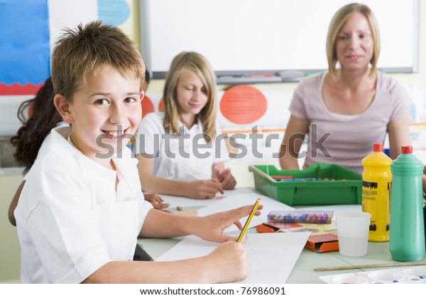 Students Art Class Teacher Selective Focus Stock Photo 76986091 ...