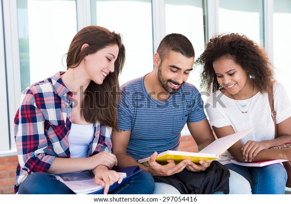 Students Sharing Notes University Campus Stock Photo 297054416 ...
