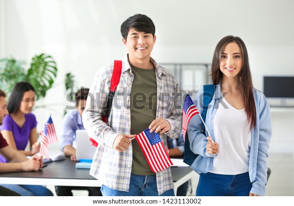 Students Usa Flags Classroom Stock Photo 1423113002 | Shutterstock