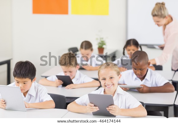 Students Using Digital Tablet Classroom School Stock Photo (Edit Now ...