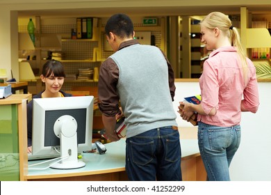 Students Waiting While Checking Out Books Stock Photo 41252299 ...