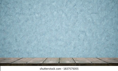 Studio Table Background Blue Wall Stock Photo (Edit Now) 1846995364