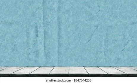 Стоковая фотография 1847644255: Studio Table Background Blue Wall ...