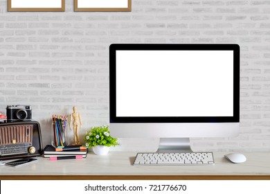 Studio Workplace Empty Screen Desktop Computer Stock Photo (Edit Now ...