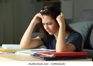 Student Preparing Exam Memorizing Notes Holding Stock Photo (Edit Now ...