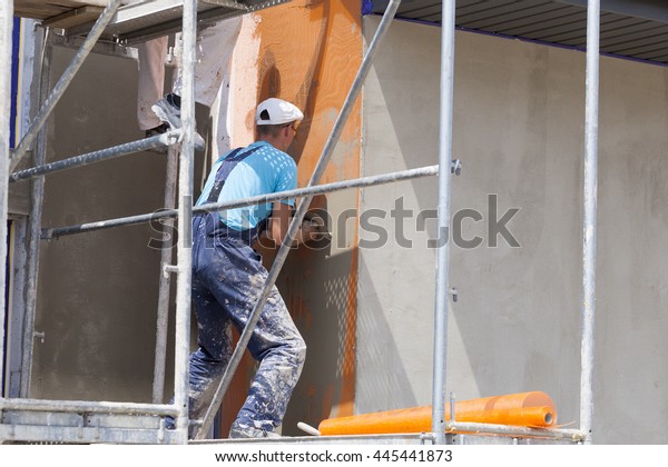 Styrofoam Facade Insulation Installing Mesh Stock Photo 445441873 ...