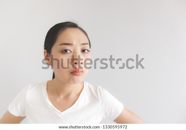 Sulk Grumpy Face Expression Asian Woman Stock Photo 1330595972 ...