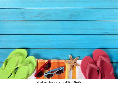 Summer Beach Objects Horizontal Border Sunglasses Stock Photo 439539697 ...
