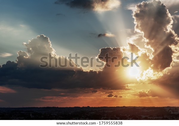 Sun Rays Burst Through Clouds My Stock Photo 1759555838 | Shutterstock