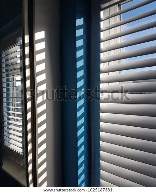Sun Streaming Through Window Blinds Reflected Stock Photo (Edit Now ...