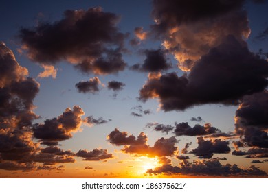 Sunset Sky Sun Through Clouds Overhead Stock Photo 1863756214 ...