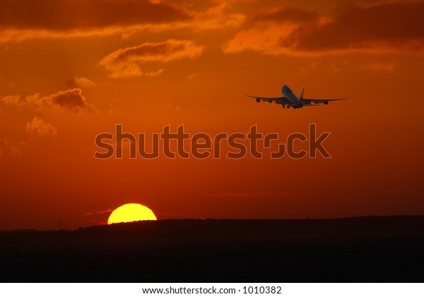 Sunset Takeoff Stock Photo (Edit Now) 1010382