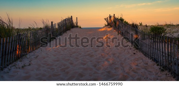 Sunset View Pathway Leading Beach Bethany Stock Photo 1466759990 ...