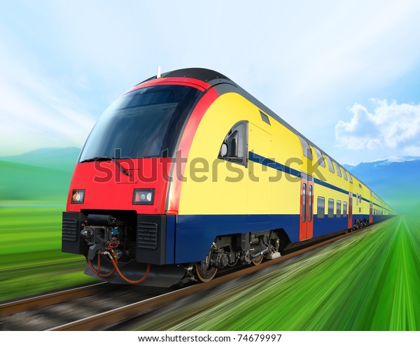 Super Streamlined Train Motion Blur Moves Stock Photo 74679997 ...