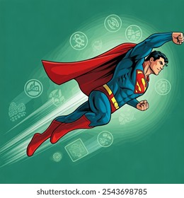 Cartoon Artistic Image Superman Flying AI 生成图片2473858815 | Shutterstock