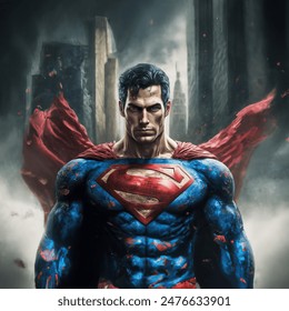 Realistic Style Superman Action Scene Dramatic AI-generated image ...