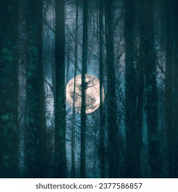 Outdoor Photo Forrest Moon Snow Flakes AI-generated image 2329290039 ...