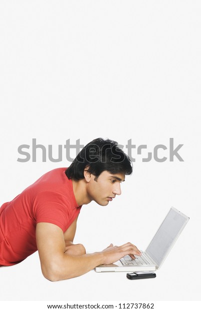 Surprised Young Man Pointing Screen Stock Photo 112737862 | Shutterstock