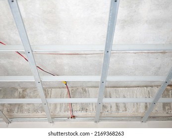 Suspended Ceiling Structure Before Installation Gypsum Stock Photo ...