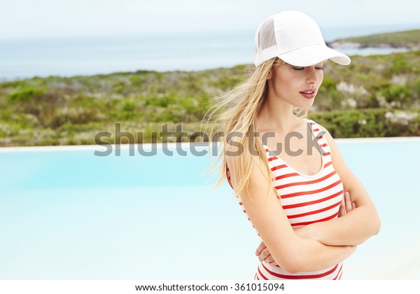 Swimsuit Model Cap Poolside Side View Stock Photo 361015094 | Shutterstock