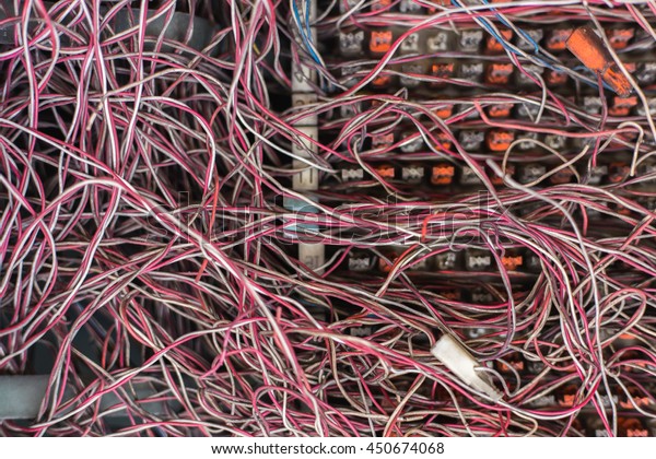 Switchboard Panel Messy Cables Connectionsthe Pabx Stock Photo ...