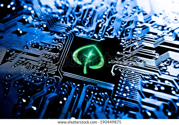 Symbol Leaf On Computer Circuit Board Stock Photo (Edit Now) 190449875