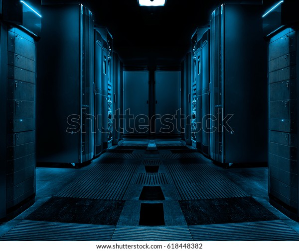 Symmetric Server Room Rows Mainframes Modern Stock Photo 618448382 ...