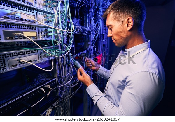 System Administrator Doing Diagnostic Tests On Stock Photo 2060241857 ...