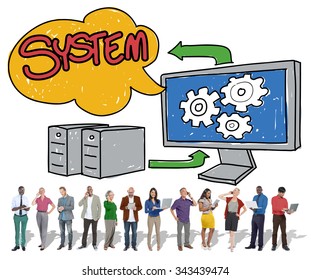 System Connection Technology Data Networking Concept Stock Photo ...