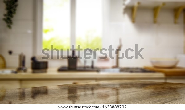 Table Background Free Space Kitchen Interior Stock Photo 1633888792 ...