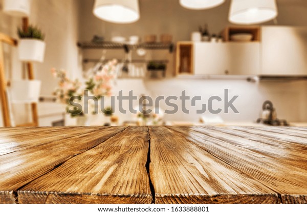 Table Background Free Space Kitchen Interior Stock Photo 1633888801 ...