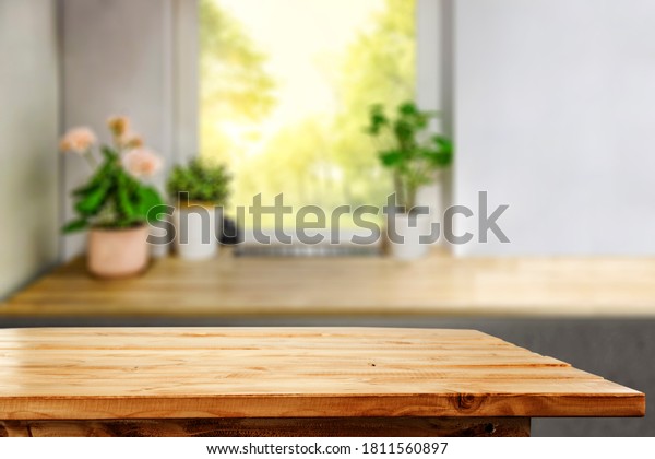 Table Background Free Space Window Home Stock Photo (Edit Now) 1811560897