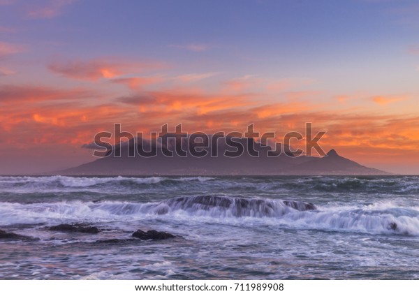 Table Mountain Beach Sunset Stock Photo (Edit Now) 711989908