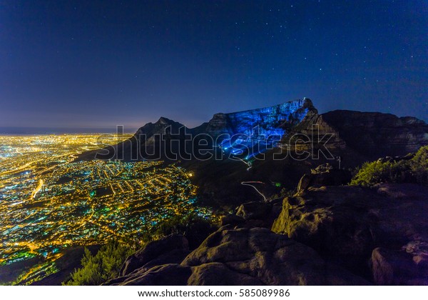 Table Mountain Night Cape Town City Stock Photo (Edit Now) 585089986