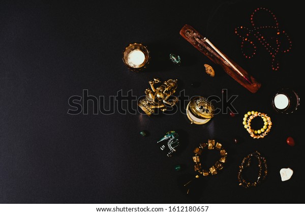 Table Occult Attributes Top View Ganesha Stock Photo 1612180657 ...
