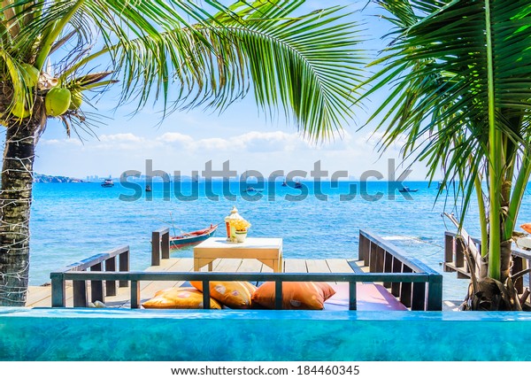 Table On Beach Stock Photo (Edit Now) 184460345