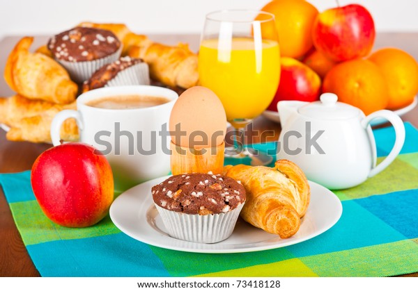 Table Set Breakfast Coffee Egg Pastry Stock Photo (Edit Now) 73418128