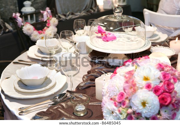 Table Setting Beige Brown Elegant Dinner Stock Photo (Edit Now) 86485045