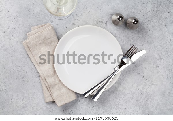 Table Setting Empty Plate Knife Fork Stock Photo (Edit Now) 1193630623 Table Setting Empty Plate Knife Fork Stock Photo (Edit Now) 1193630623