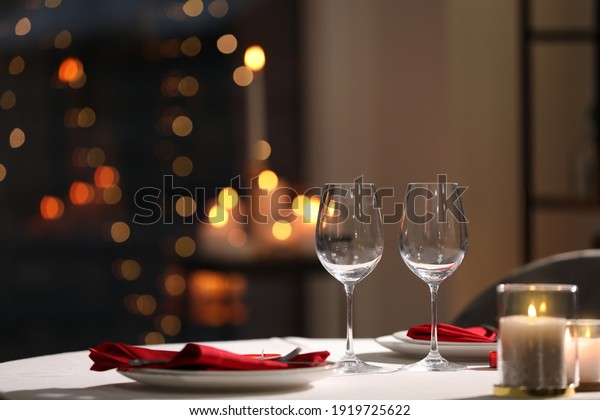 Table Setting Romantic Dinner Restaurant Stock Photo (Edit Now) 1919725622