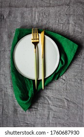 Table Setting Top View Grey Linen Stock Photo 1760687930 | Shutterstock