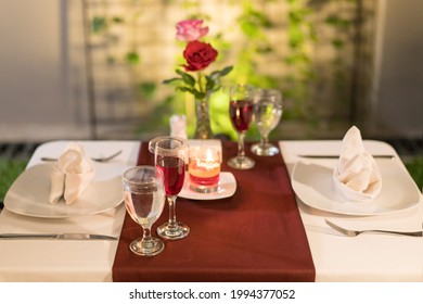 Table Setup Romantic Candlelight Dinner Red Stock Photo 1994377052 ...