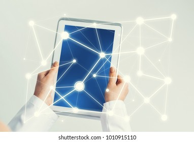 Tablet Pc Device Connection Lines On Stock Photo 1010915110 | Shutterstock