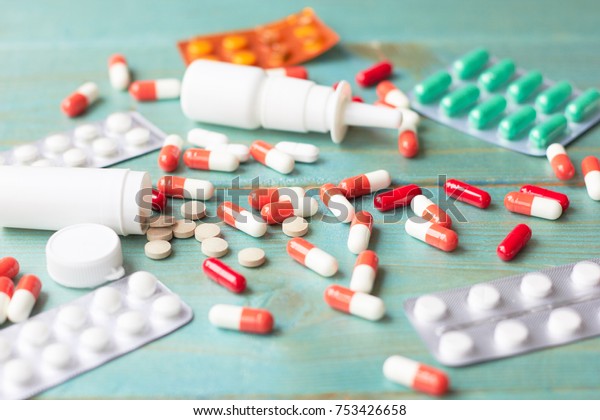 Tablets Capsules Spray Common Cold Scattered Stock Photo (Edit Now ...