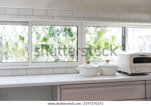 Taking Kitchen Counter Kitchen Window Background Stock Photo 2197270371 ...